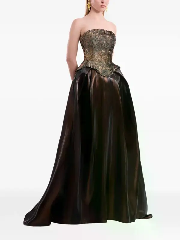 GEMY MAALOUF Embellished Strapless Gown
