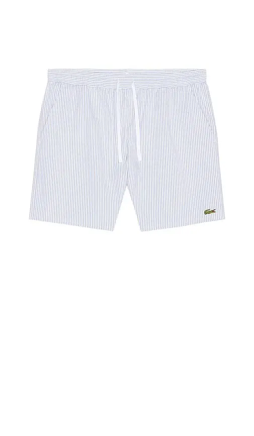 Lacoste Mid Length Striped Textured Swim Trunks
