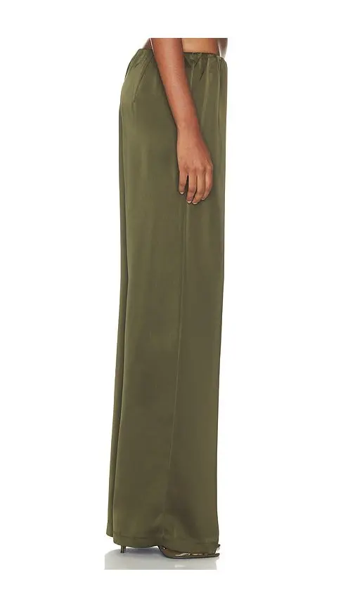 LOVERS AND FRIENDS Alette Satin Wide Leg Pants - Olive