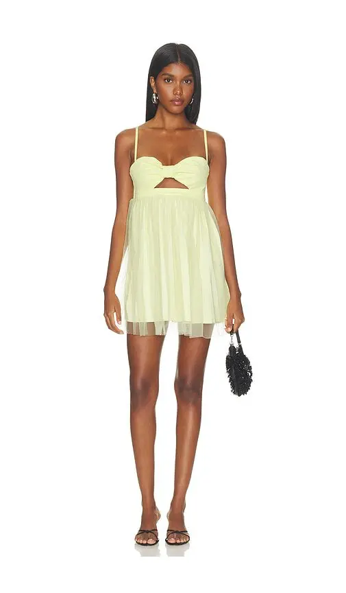 NIIHAI Bralette Mini Dress With Tulle Overlay - Yellow