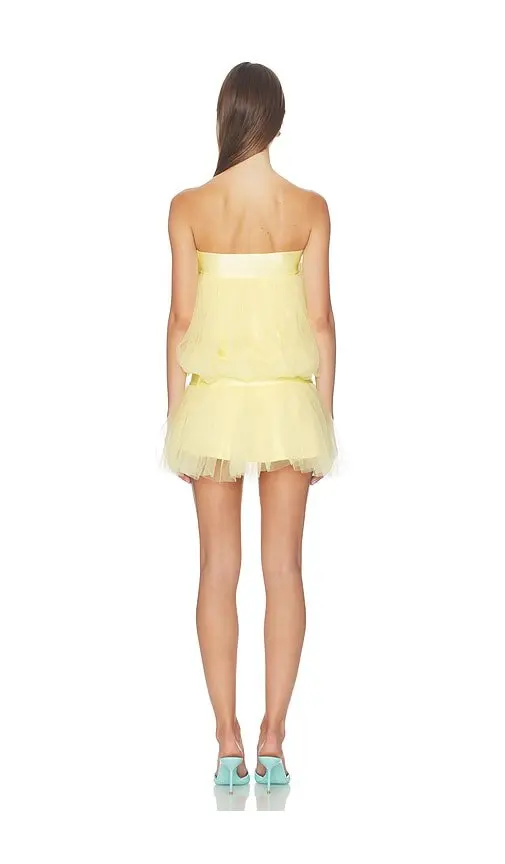 NIIHAI Tulle Strapless Mini Dress - Yellow
