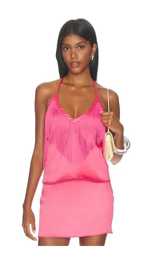 MORE TO COME Inez Fringe Top - Pink