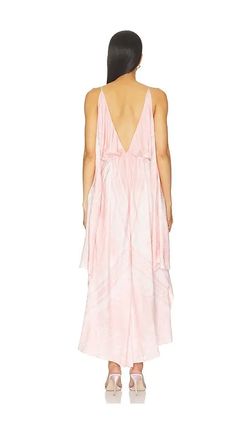 Balmain Open Shoulder Foulard Print Dress