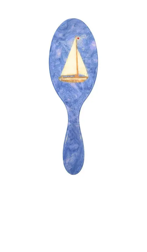 SOLAR ECLIPSE Hand-painted Sail Boat Amazing Hair Day Brush - Blue