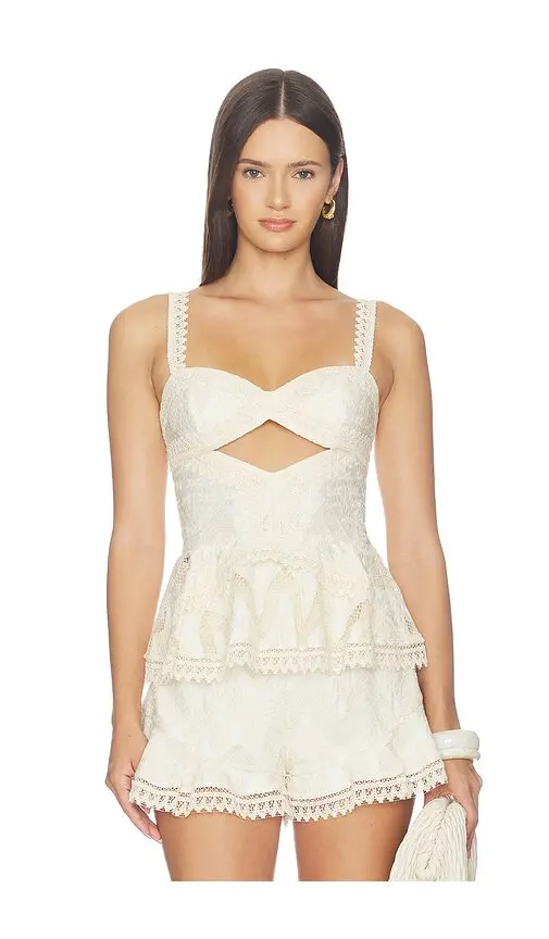 PatBO Bertha Lace Top - White