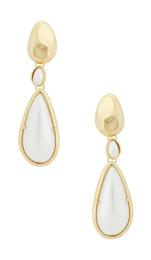 PETIT MOMENTS Saffron Drop Earrings With Faux Pearl Detail - White