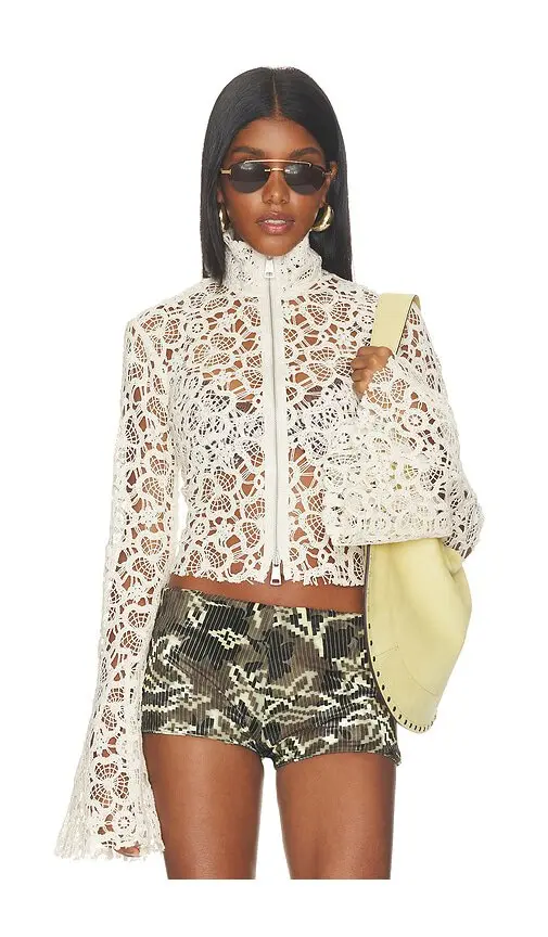 SIEDRES Embroidered Fluted Top With Front Zipper