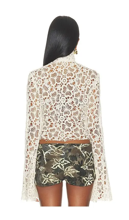 SIEDRES Embroidered Fluted Top With Front Zipper