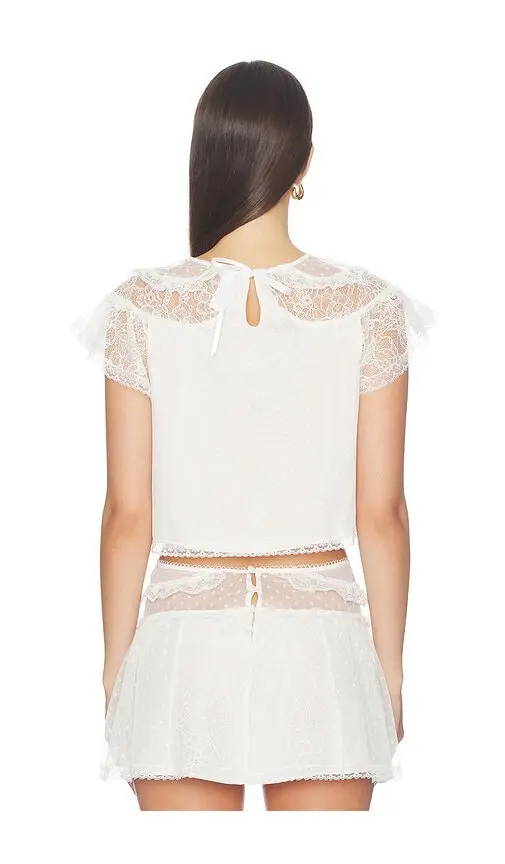 For Love & Lemons Zelie Lace Trimmed Sleep Top