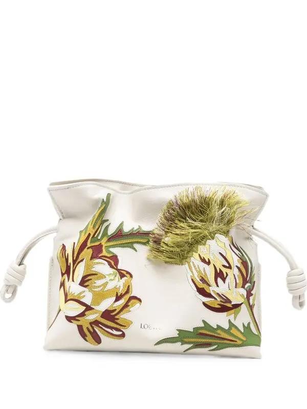 Loewe Flamenco Mini Leather Clutch - White