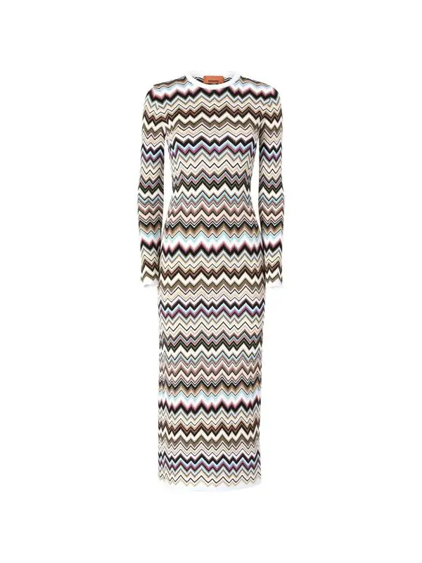 Missoni Zig Zag Motif Long Sleeve Maxi Dress