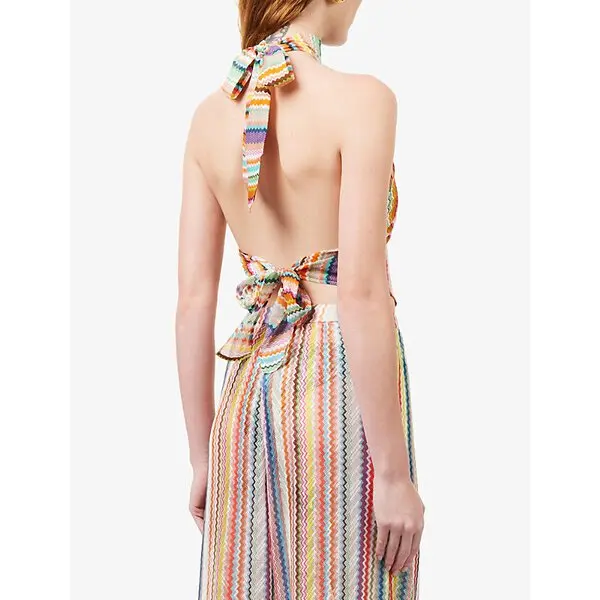 Missoni Chevron Halterneck Cotton-blend Top