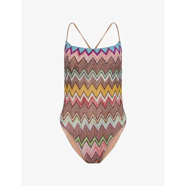 Missoni Square Neck Chevron Knitted Swimsuit