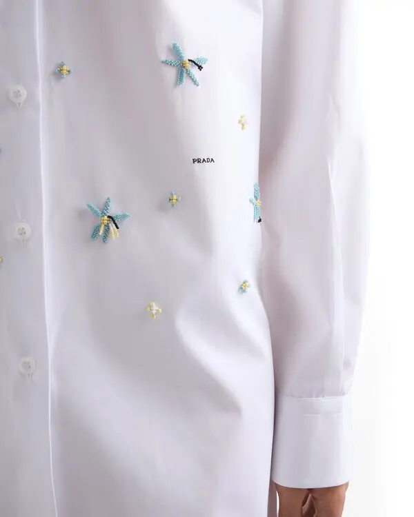 Prada Embroidered Poplin Shirt