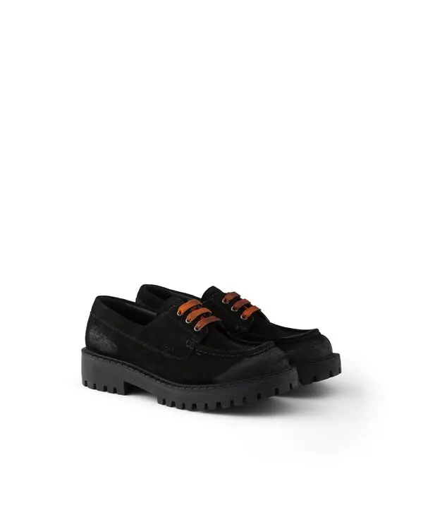 Prada Waxed Suede Lace-up Shoes