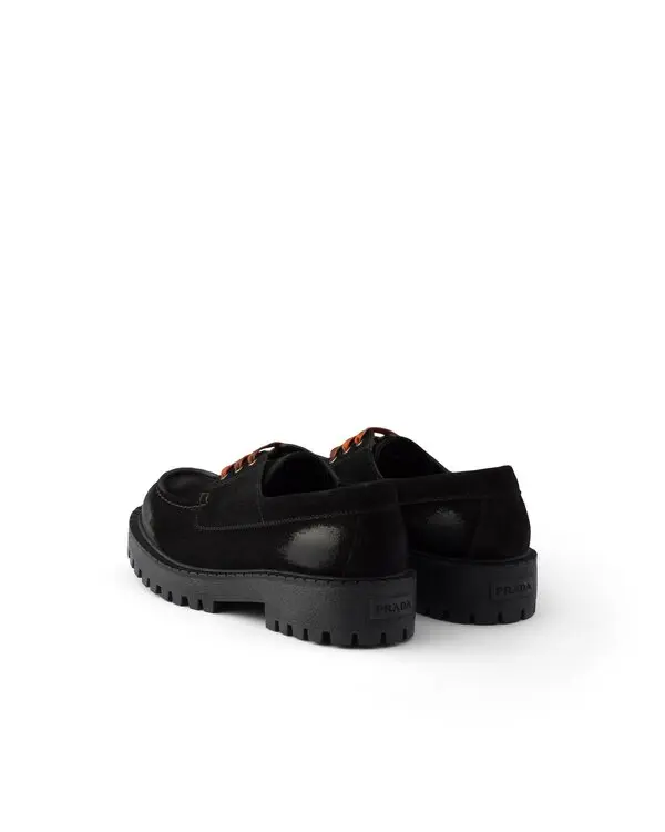 Prada Waxed Suede Lace-up Shoes