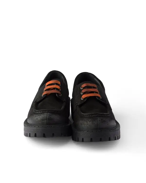 Prada Waxed Suede Lace-up Shoes