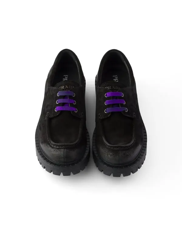 Prada Waxed Suede Lace-up Shoes