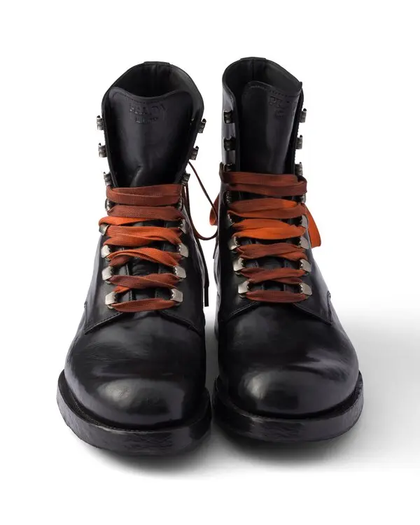 Prada Leather Laced Booties