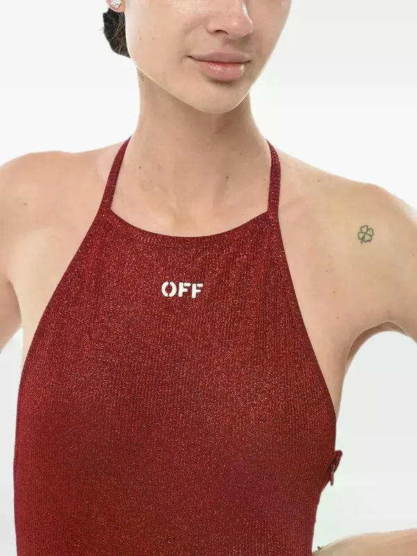 Off-White Halter-neck Logo-print Mini Dress
