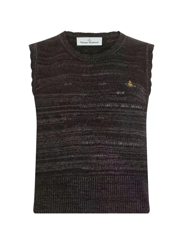 VIVIENNE WESTWOOD Orb Embroidered Distressed Sweater Vest