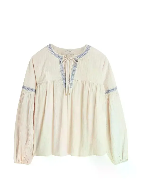 Scotch & Soda Embroidered Trim Gathered Blouse