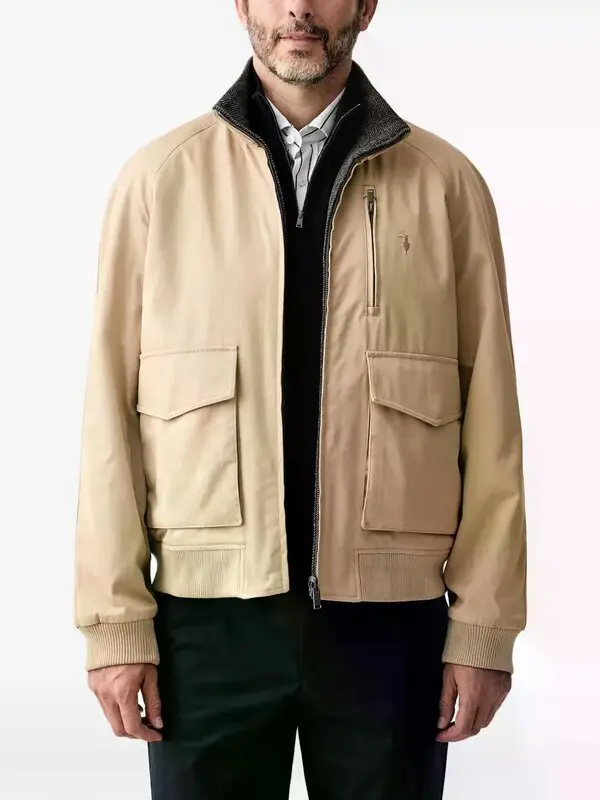 TRUSSARDI Reversible Herringbone Pattern Zip-up Jacket