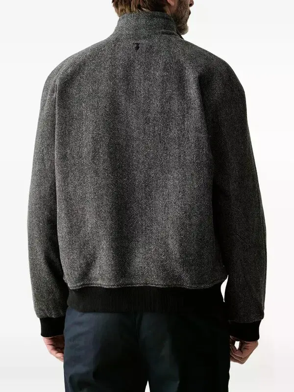 TRUSSARDI Reversible Herringbone Pattern Zip-up Jacket
