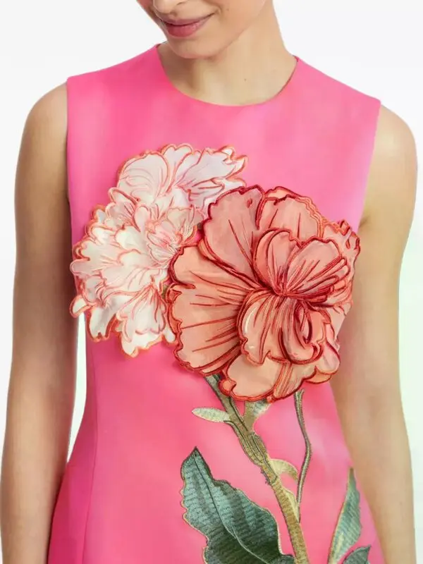 LEO LIN Floral Appliqué Midi Dress