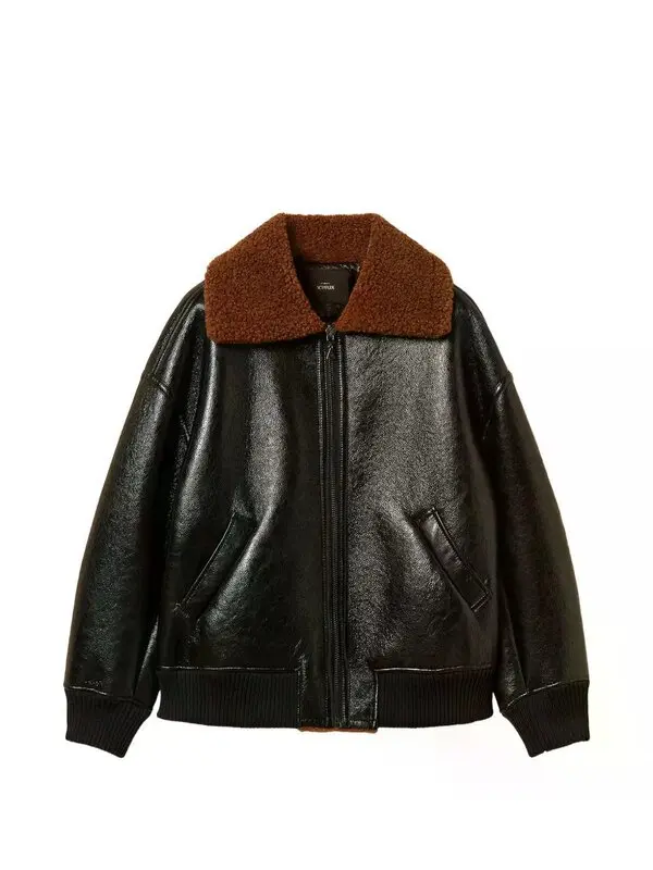 TWINSET Padded Faux Shearling Bomber Jacket