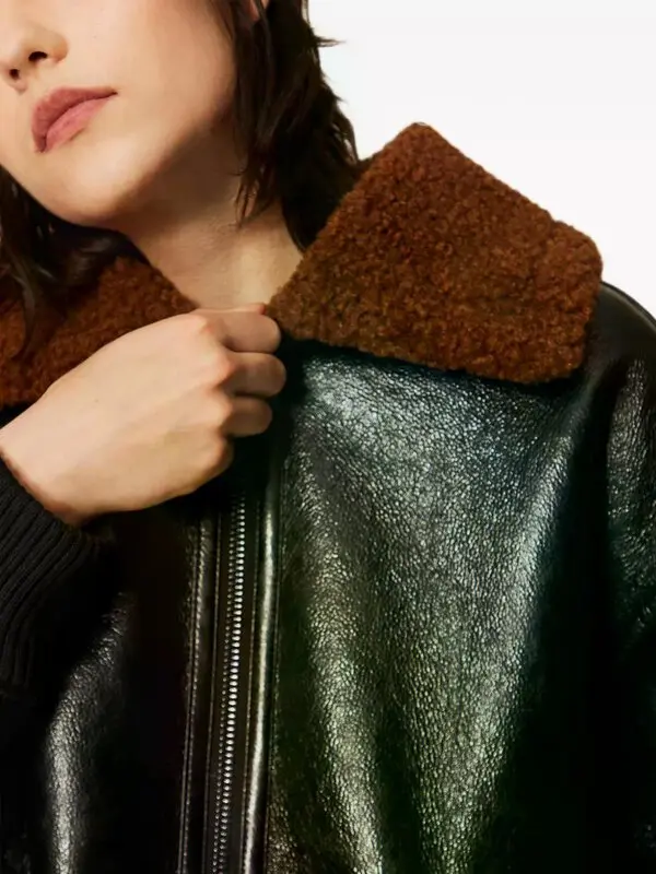 TWINSET Padded Faux Shearling Bomber Jacket