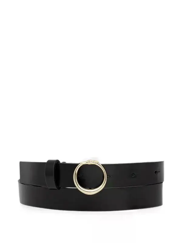 TRUSSARDI Circular Buckle Leather Belt - Black