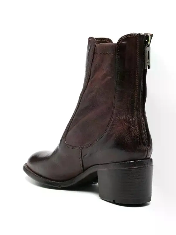LEMARGO Rear-zip Leather Ankle Boots