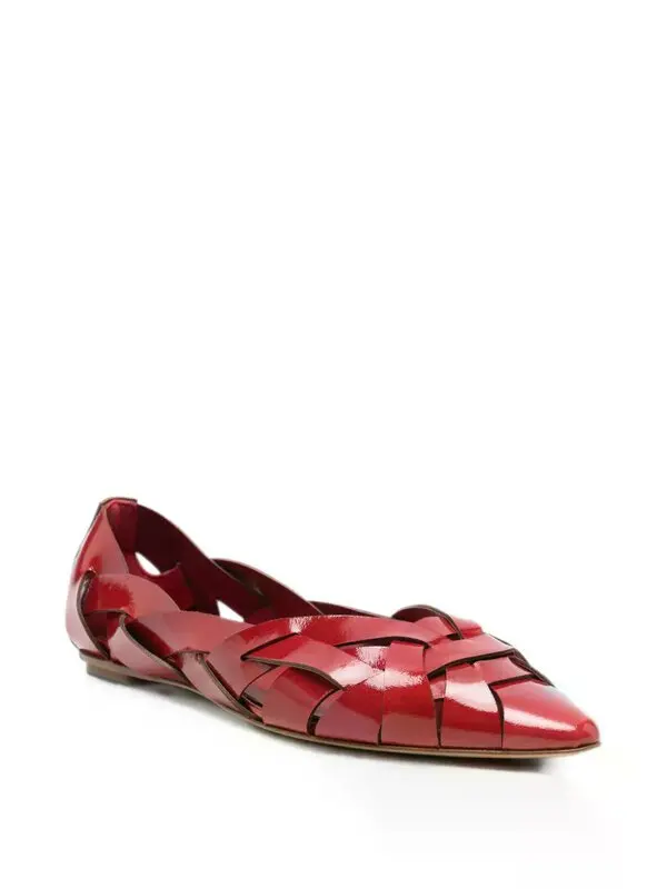 DEL CARLO Woven Patent-leather Ballet Flats - Red