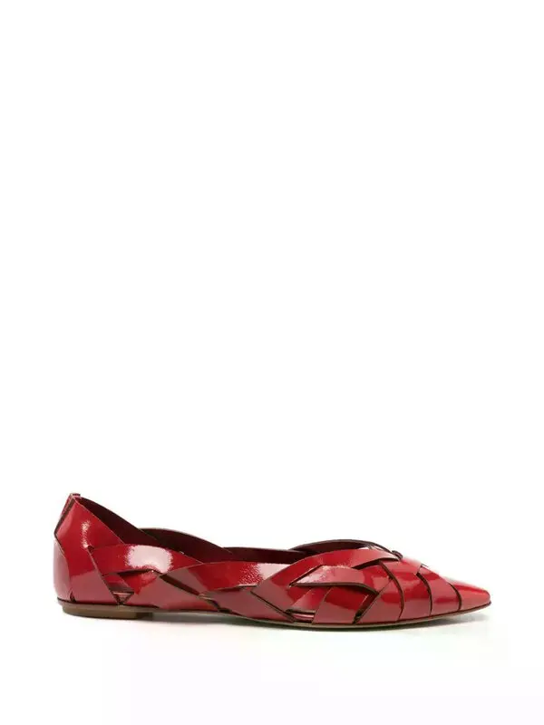 DEL CARLO Woven Patent-leather Ballet Flats - Red