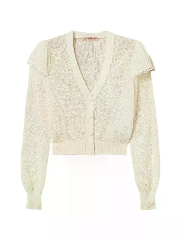 TWINSET Knitted Cardigan With Flounces And Scalloped Trim - Neutrals