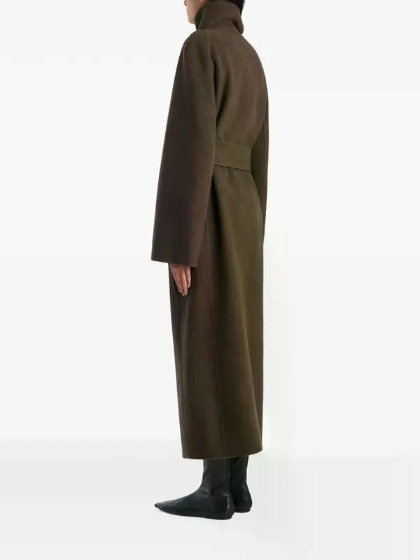 Khaite Romare Coat Wool Wrap Coat With Stand Collar - Brown
