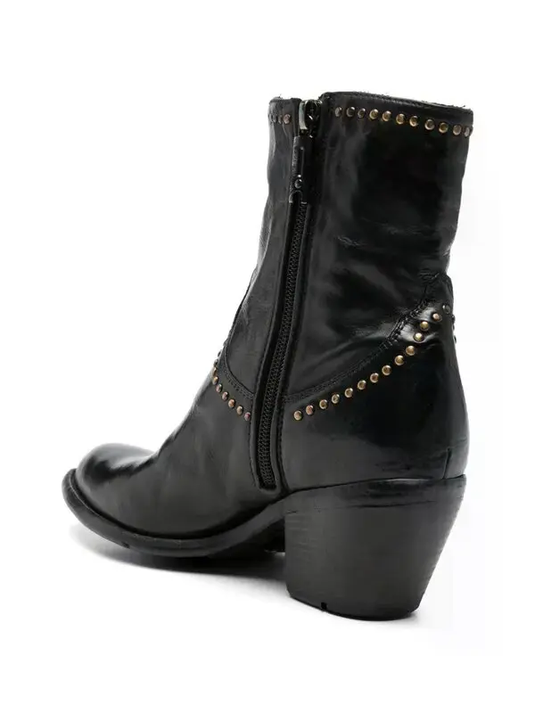 LEMARGO Stud Embellished Leather Ankle Boots