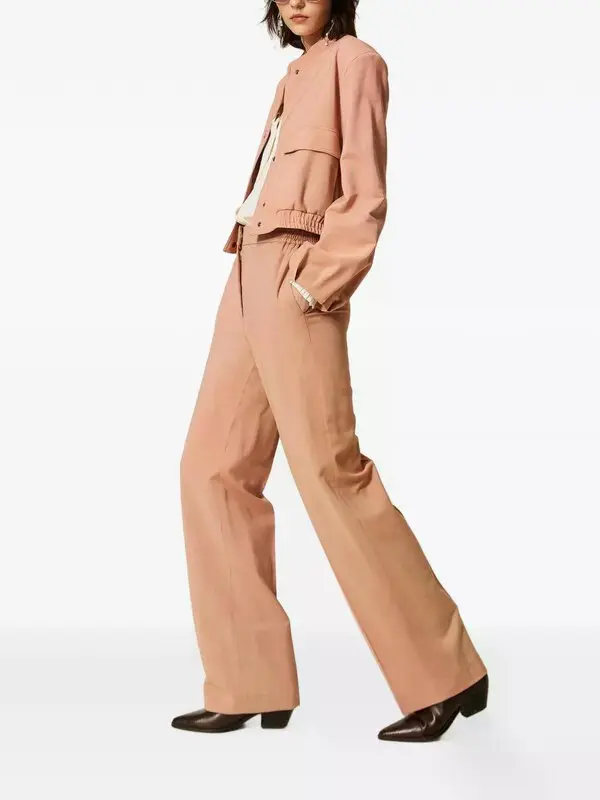 TWINSET Straight Twill Trousers With Pockets