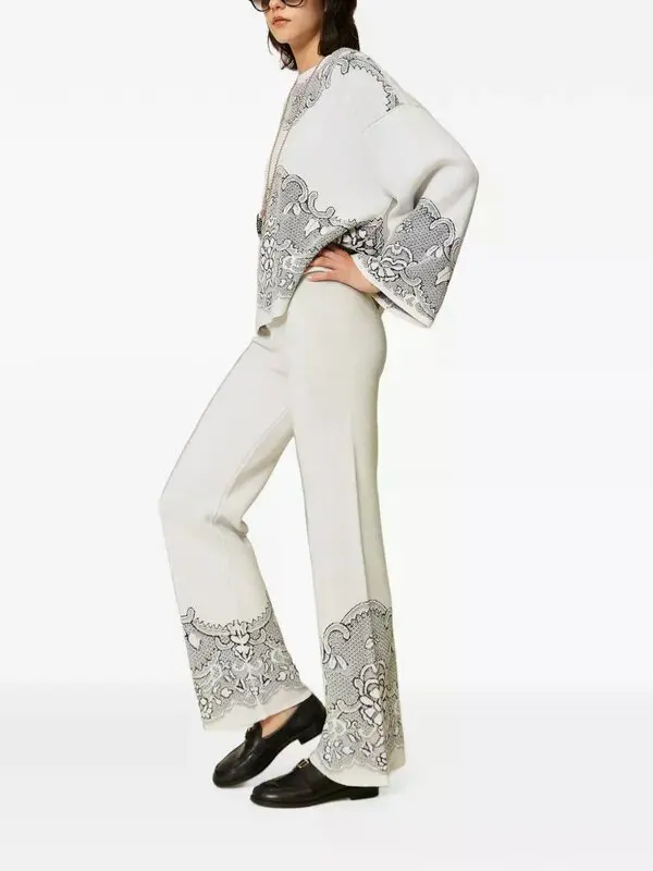 TWINSET Jacquard Wool-blend Knit Palazzo Trousers