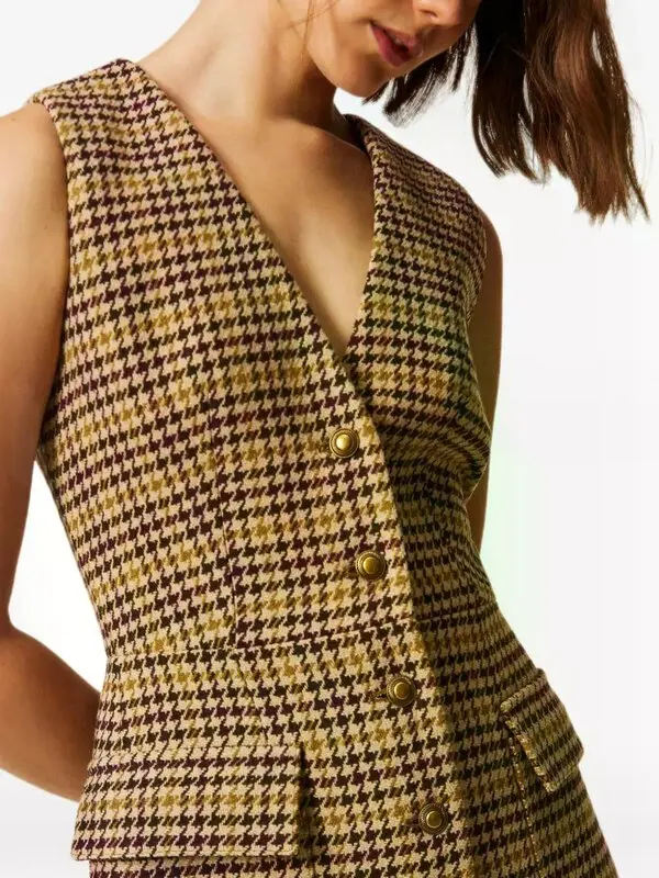 TWINSET Sleeveless Houndstooth Shirt Dress