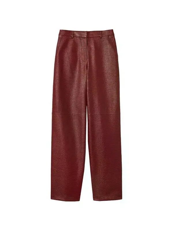 TWINSET Textured Faux Leather Wide-leg Trousers