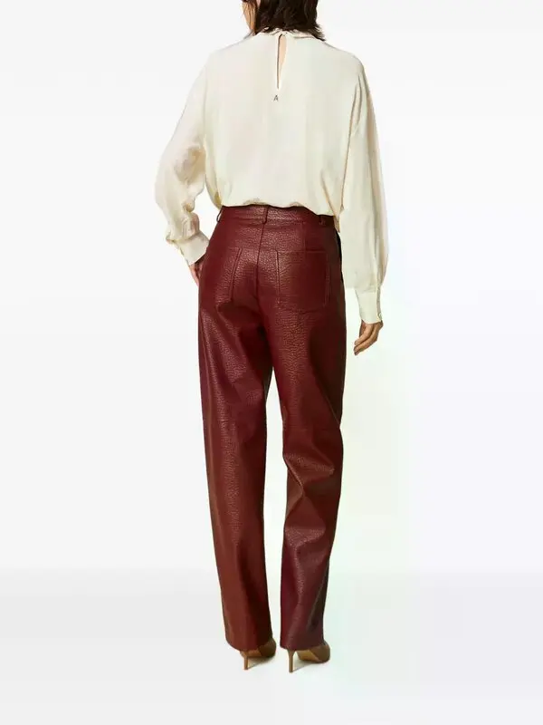 TWINSET Textured Faux Leather Wide-leg Trousers