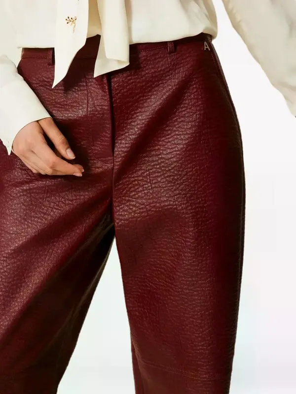 TWINSET Textured Faux Leather Wide-leg Trousers