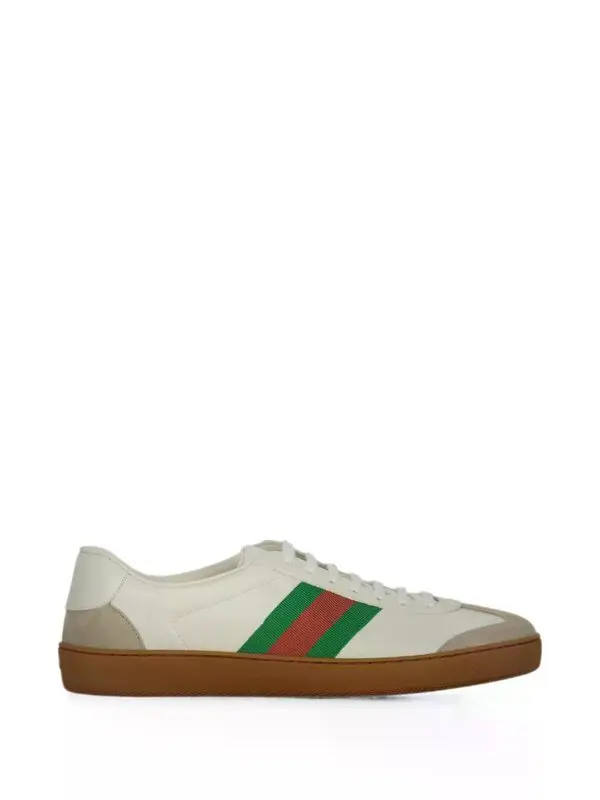 Gucci Web-stripe Leather Lace-up Sneakers