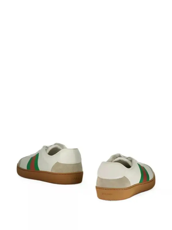 Gucci Web-stripe Leather Lace-up Sneakers