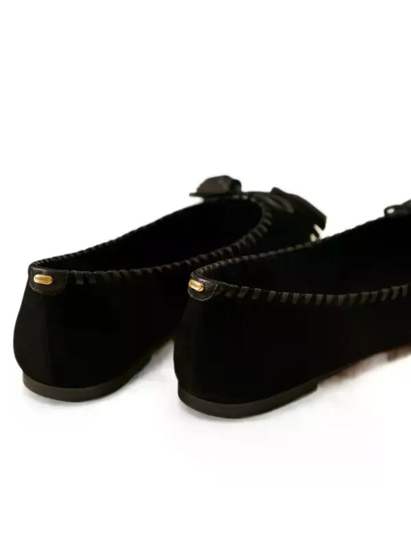 TWINSET Suede Ballet Flats With Bow Detailing