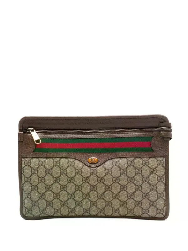 Gucci 2016-2026 Gg Supreme Web Ophidia Clutch Bag - Neutrals