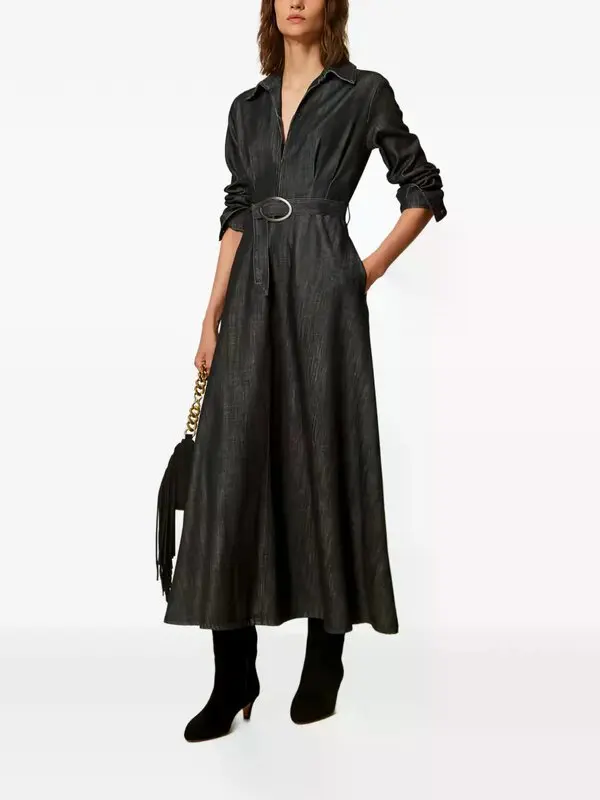 TWINSET Long Flowing Denim Dress - Black