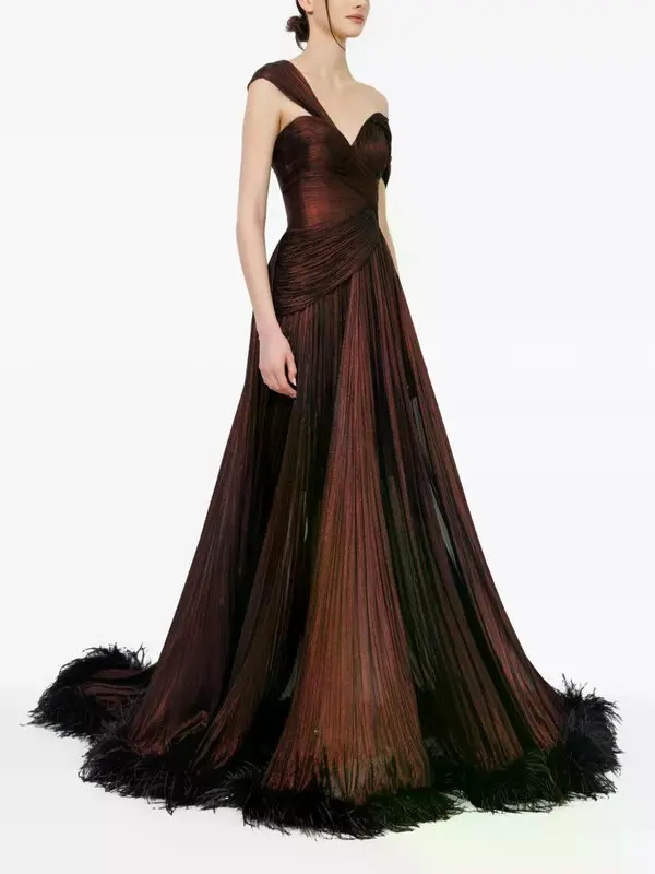 IRIS SERBAN Carla Feather-trimmed Gown